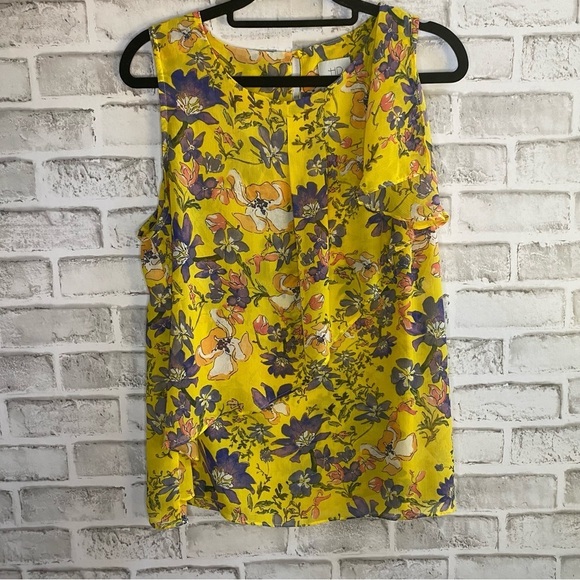 Anthropologie | Tops | Anthropologie Hd Paris Yellow Floral Tank Top ...